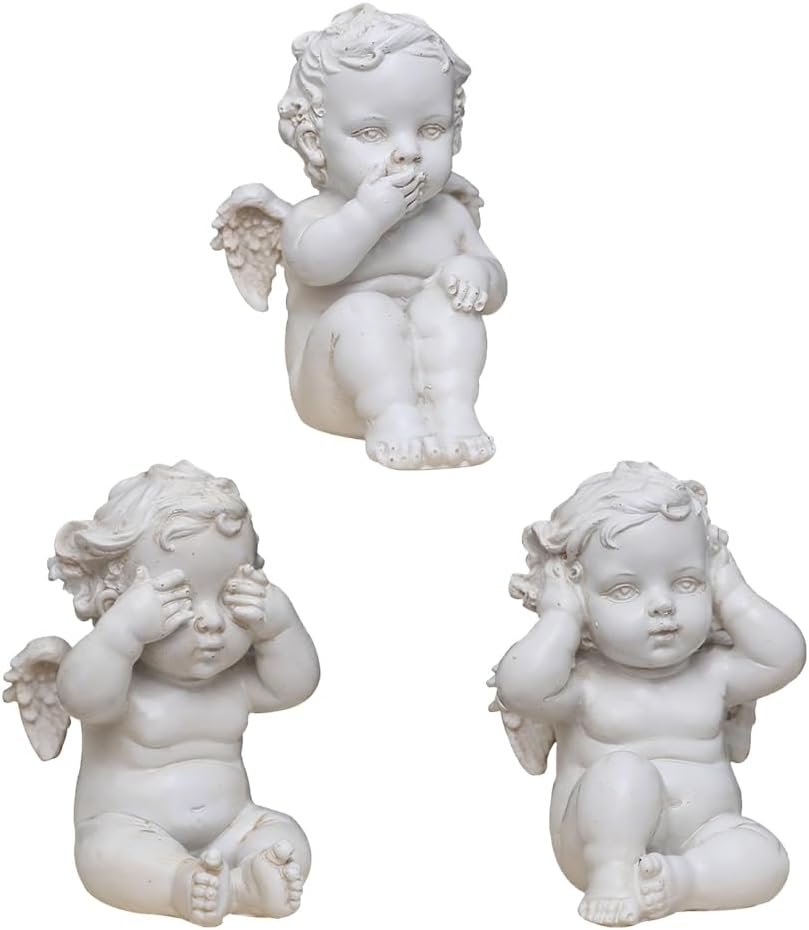 Amazon.com: Abaodam 3pcs Angel Figurines Cherub Figurine Statue Hear-No See-No Speak- Statue ...