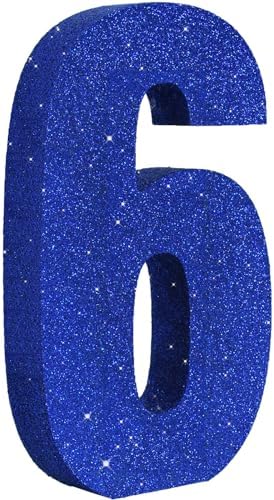Amazon.com: TONIFUL 7.8 Inch Blue Glitter Number 6 Wooden Table ...