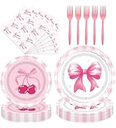 Amazon.com: VorkiVecKi Cherry Birthday Party Decorations - 10 Pcs Pink ...