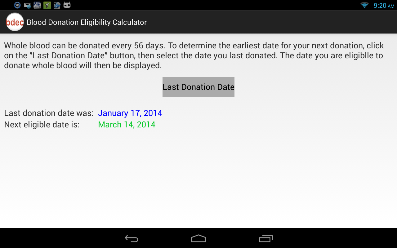 Blood Donation Eligbility Calculator - App on Amazon Appstore