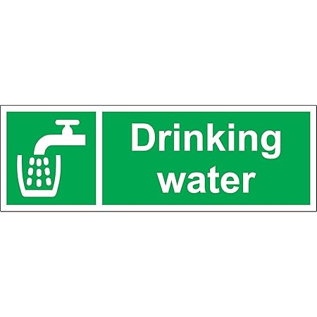 Drinking water safety sign - 1.2mm Rigid plastic 150mm x 50mm : Amazon ...