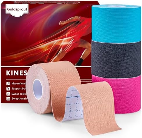 Amazon.com: Kinesiology Tape (4 Rolls Pack),Waterproof Athletic Tape ...