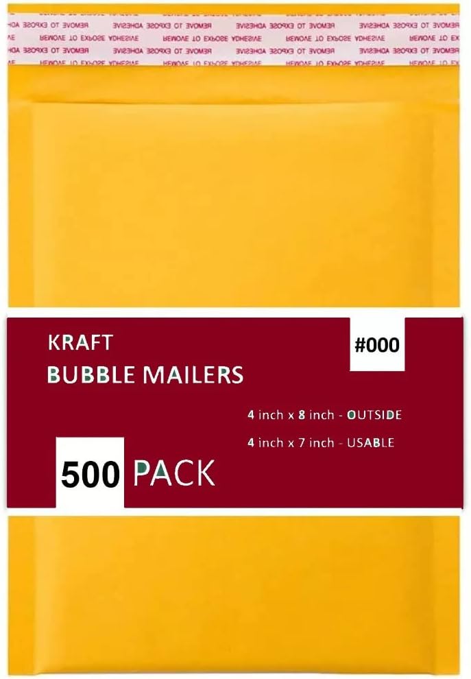 Amazon.com : Yens 500 pcs 4x8#000 Economic Grade Kraft Bubble Padded ...