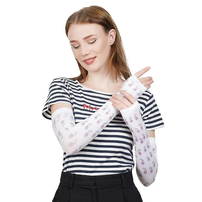 VALDEZ Cotton Sun Protection Printed Long Arm Sleeves for Women | UV ...