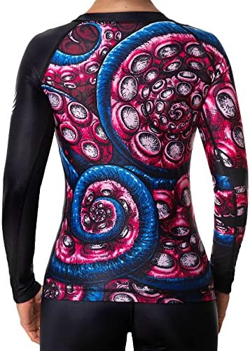 Raven Fightwear Women's Kraken Octopus BJJ Rash Guard MMA Red/White ...