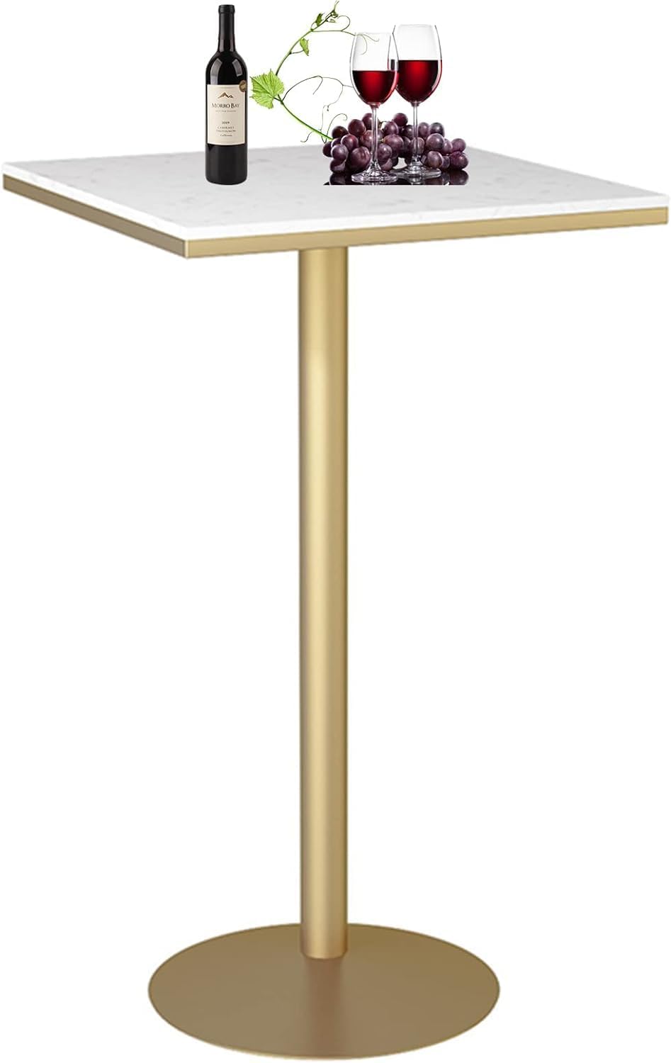 Amazon.com: TADIBU Marble Top Round Bar Table,Modern Side Table with ...