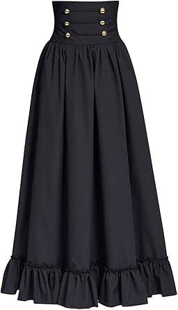 Amazon.com: Women Vintage Gothic Maxi Skirts Lace up High Waisted ...