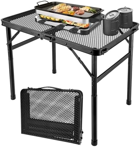 Amazon.com: GDDGHS 2x1.3 FT Folding Camping Table Foldable Grill Table ...