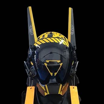 Amazon.com: LIGUOGUO Black Cyberpunk Mask With Yellow Complex Chinese ...
