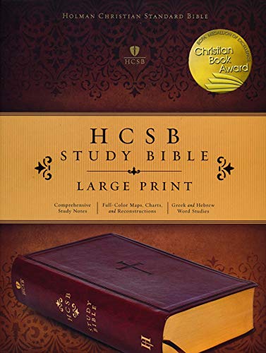 HCSB Study Bible, Large Print, Imitation Leather, Brown with Cross ...