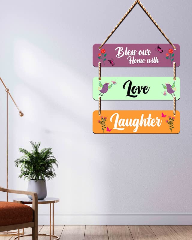SAF Wall Hanging-Bless Our Home with,Love,Laughter Wall Art MDF Wooden ...