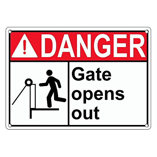 Amazon.com: Weatherproof Plastic ANSI Danger Gate Opens Out Sign with ...