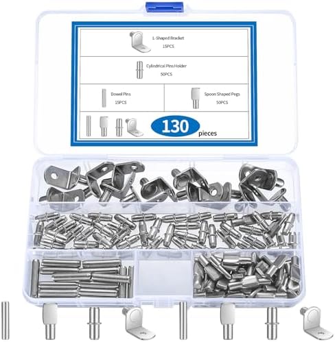 130 Pcs Shelf Bracket Pegs, 4 Styles Metal Shelf Pins, Shelf Support ...