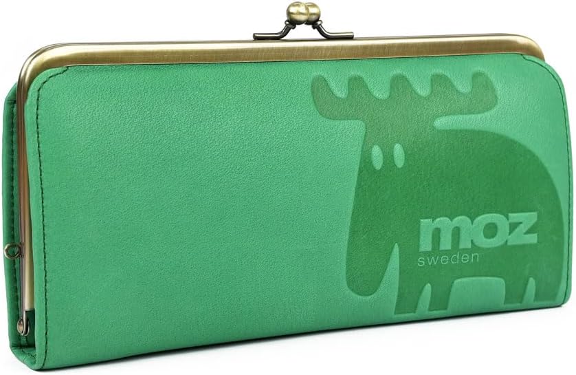 Amazon | [moz] がま口長財布 ボックス型小銭入れ がまぐち財布 がまぐち 大容量 本革 Elk エルク ヘラジカ 型押し 牛革 経年変化 スウェーデン sweden モズ ...