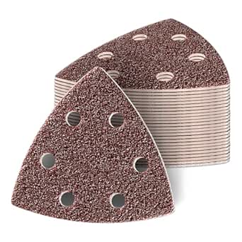 MYHOGOOD 6 Hole Mouse Sander Pads, 90mm Triangle Sanding Pads, 60/120 ...
