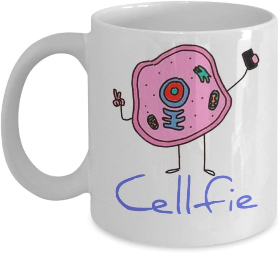 Cell Taking A Selfie Cellfie Funny Pun Biology Coffee Mug - 11Oz White ...