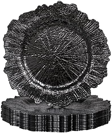 Amazon.com | MAONAME 13" Black Charger Plates Set of 6, Scallop Plate ...