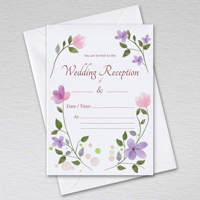 Webspectations Pack of 50 Wedding Reception Invitations with Envelopes ...