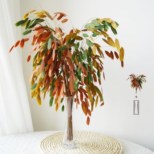 Amazon.com: KMYJ Dried Flowers Bouque with Vase,25 Pcs Dried Oat Grass ...
