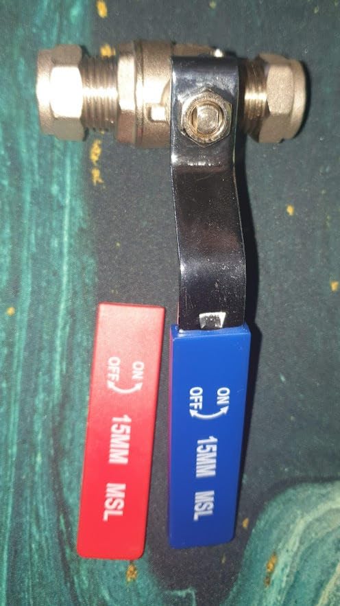 15mm Lever Isolation Valve ISO Compression Fitting Full Bore Water Shut ...