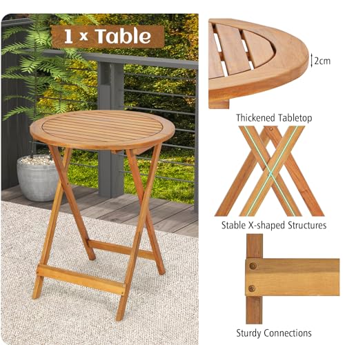 TANGZON Wooden Folding Bistro Set, Outdoor Dining Table and Chairs Set ...