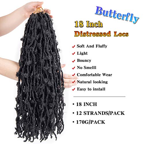 18 Inch Butterfly Locs Crochet Hair 6 Packs Distressed Faux Locs ...