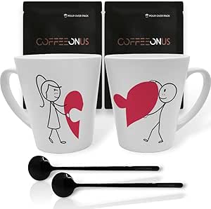 Amazon.com: His and Hers Coffee Mugs – Couple Mug Set of 2 with Spoons ...