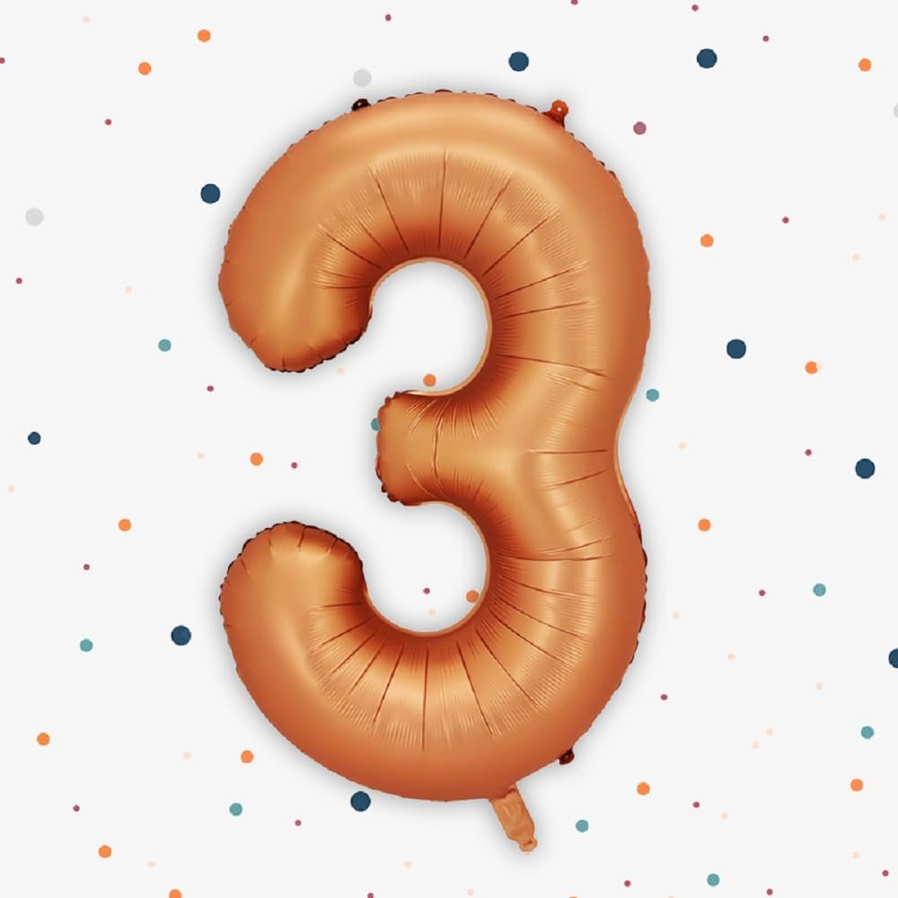 Amazon.com: 40 In Orange Number 3 Balloons Helium Aluminum Foil Film ...