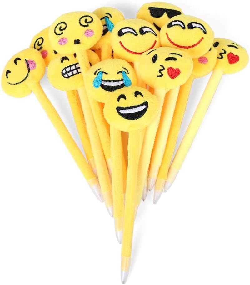 KAHEIGN 24Pcs Emoticons Ballpoint Pen, 21CM Plush Novelty Expr Pen Soft ...