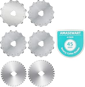 Amazon.com: AMASEWART 45mm Crochet Edge Rotary Cutter Blades, Skip ...