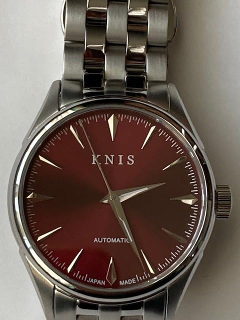 Amazon.co.jp: KNIS ニス 日本製 自動巻き 腕時計 メンズ サファイアガラス ステンレスベルト 10気圧防水 機械式 ワインレッド KN001-RD : ファッション