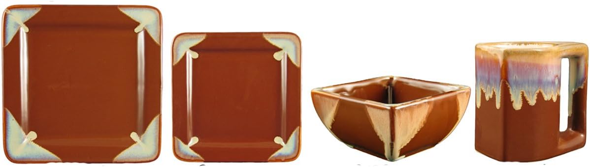 Amazon.com | Prado Ceramic Stoneware 16 Piece Dinnerware Set (Chocolate ...