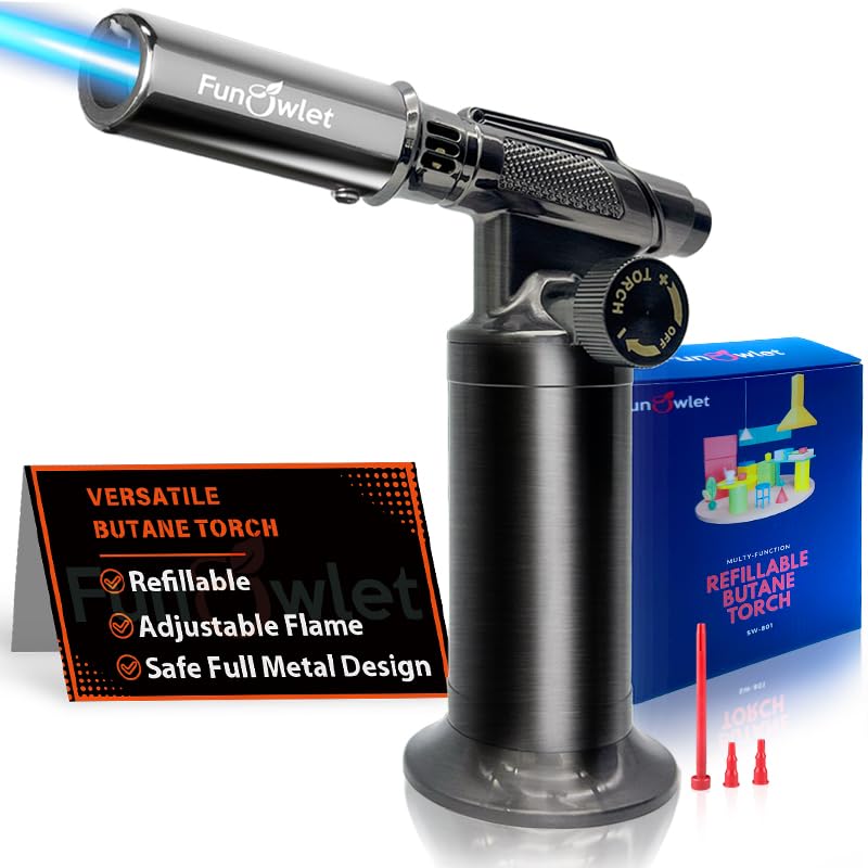 Snapklik.com : FunOwlet Refillable Butane Torch Lighter, Premium Metal ...