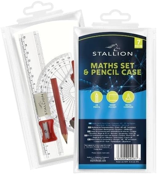 Maths Set & Pencil Case - Assorted Items - Pack of 7 : Amazon.co.uk ...