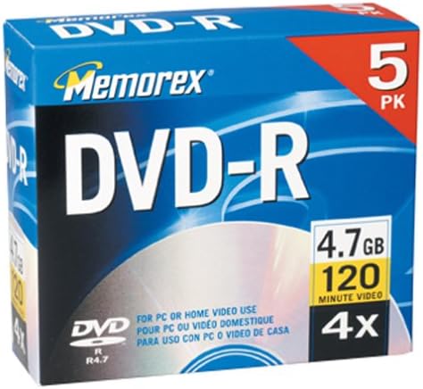 Amazon.com: Memorex 4.7GB DVD-R Media (5-Pack with Jewel Cases ...