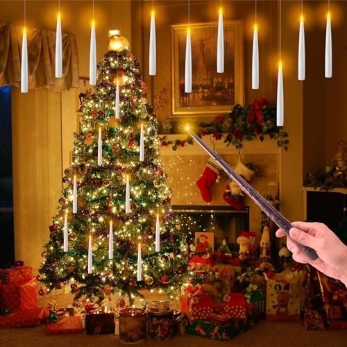 Amazon.com: ‎CHVEGLUZ Floating Candles with Wand,Christmas Decorations ...
