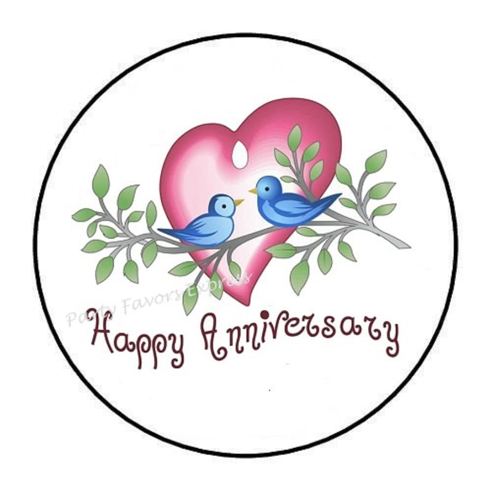 Amazon.com: Happy Anniversary Envelope Seals Labels Stickers 1.5" Round ...