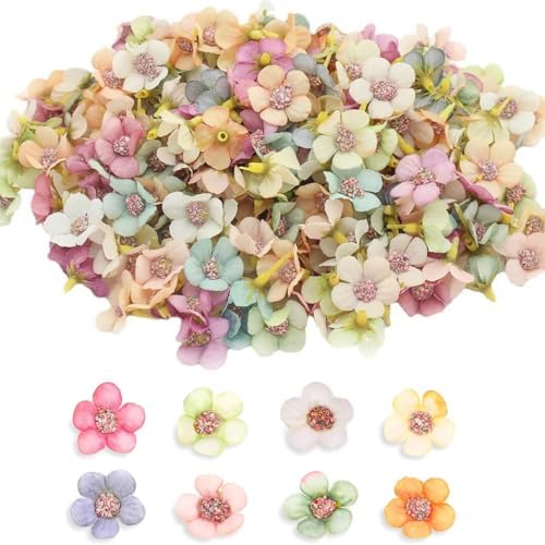 Corsehild 100 PCS Artificial Daisy Flowers Heads - Multicolor Mini Silk ...