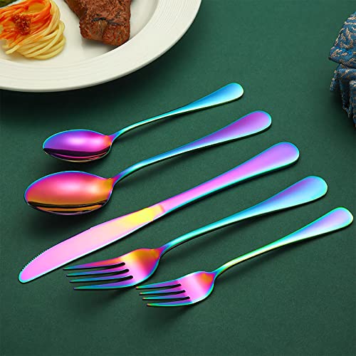 Colorful 60-Piece Silverware Set for 12