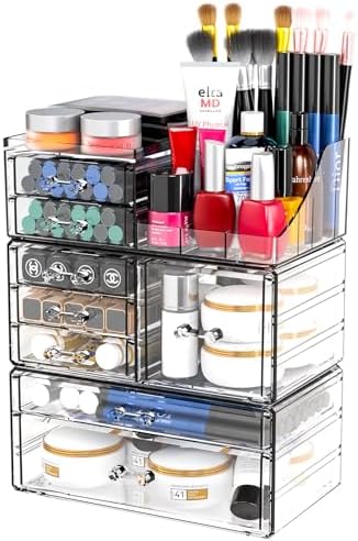 Amazon.com: Cq acrylic Make up Organizers For Vanity,Large Clear Skin ...