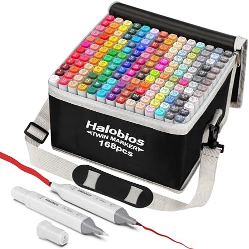 Halobios 168 Colors Marker Set, Permanent Alcohol Markers, Dual Tip ...