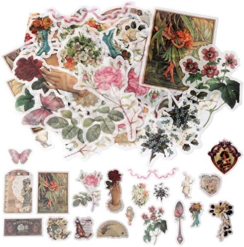 HASTHIP® 120 Piece Vintage Scrapbook Stamp Stickers Aged Antique ...