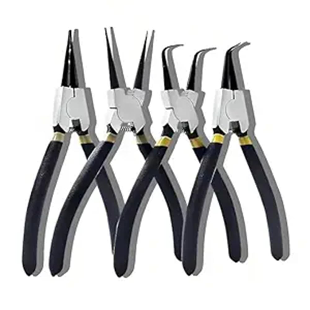 ZIODIC Circlip Plier 7" Set of 4 Pcs, Internal Bent Nose, Interrnal ...