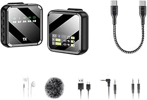 Lzeouean 1 Drag 1 Type-C Connector Microphone M32S LCD Screen Wireless ...