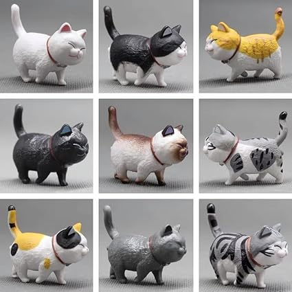 Amazon.com: MYLAIM 9 Pcs Cute Cat Figurines Set,Realistic Mini Plastic ...