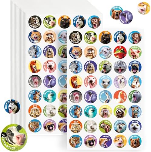 Amazon.com: 800 PCS Dotimo Funny Animal Stickers for Kids - 40 Designs ...
