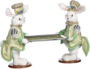 Amazon.com: Mark Roberts Spring 2022 2 Rabbits Holding Tray Figurines ...