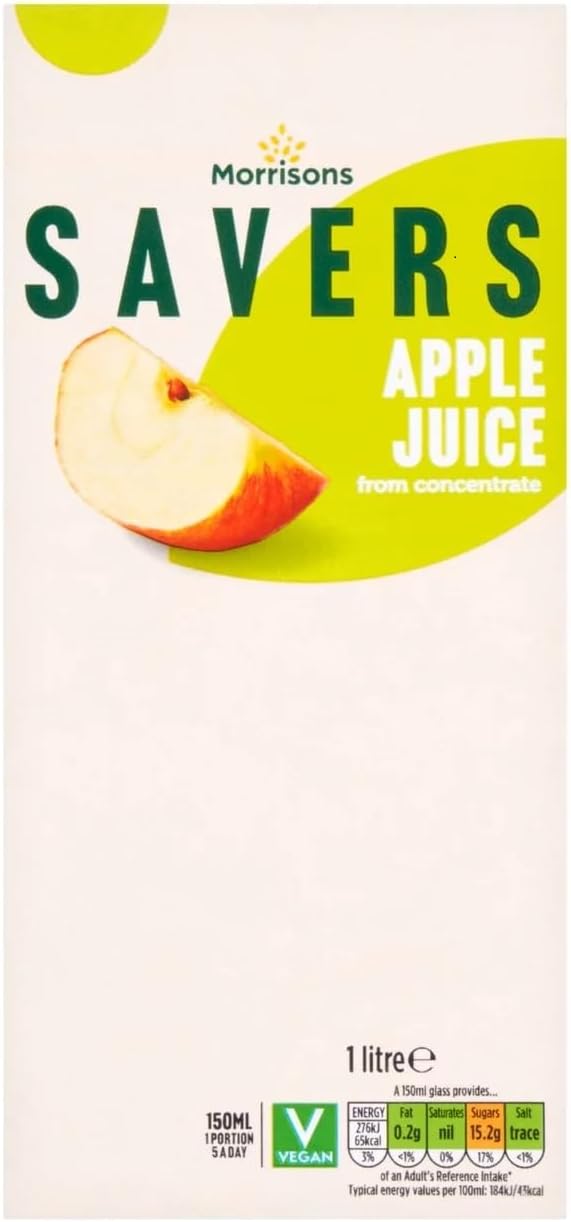 Morrisons Savers Apple Juice from Concentrate 1 Litre : Amazon.co.uk ...