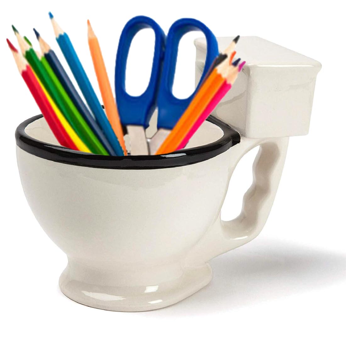 Buy BonZeal Ceramic Toilet Poop Mug Pencil Penstand Scratchy Unique ...