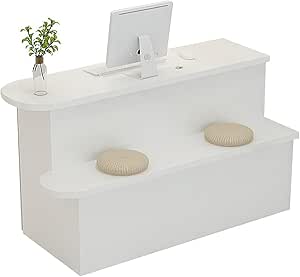 Amazon.com: Compact Dual-Level Reception Desk and Front Desk with ...